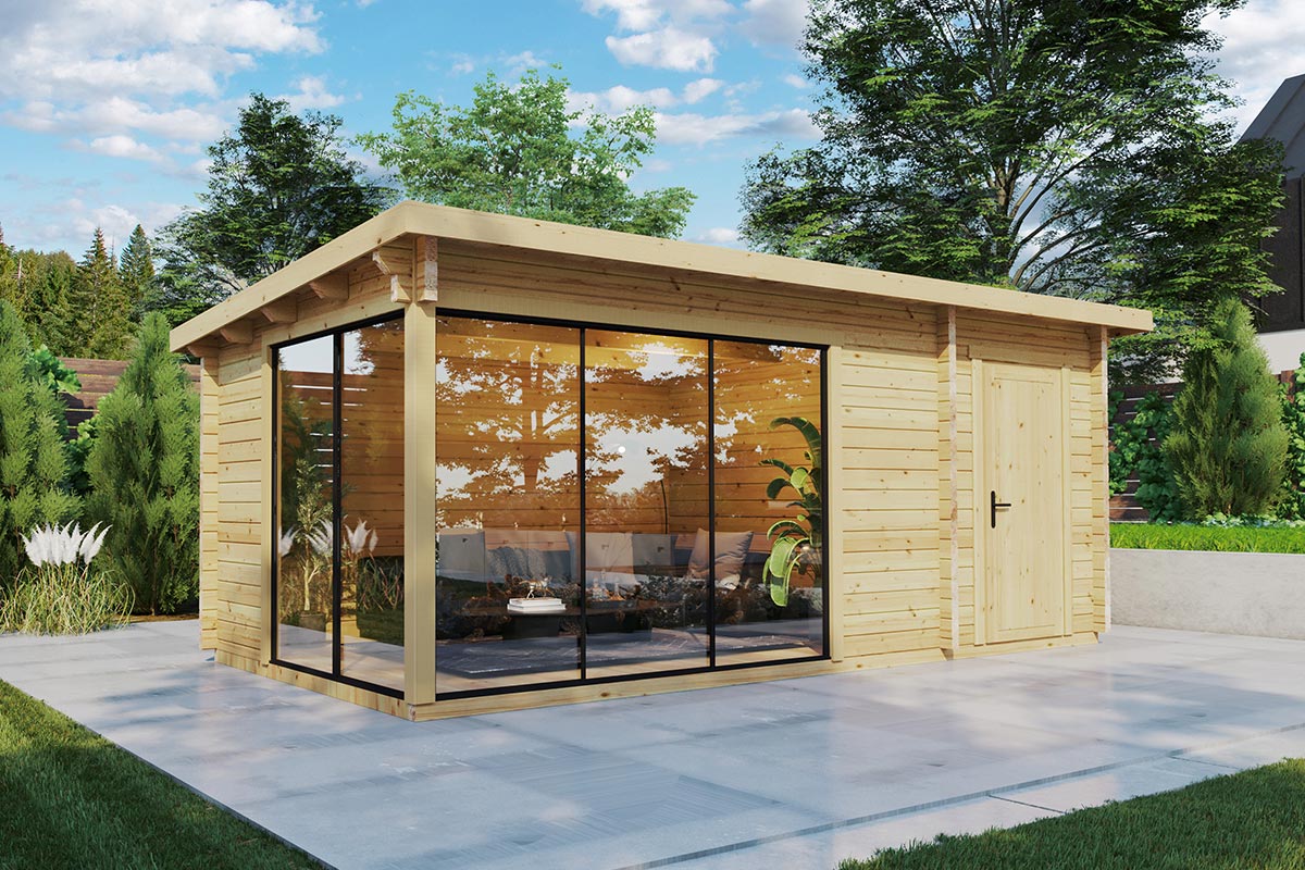 Modern summer house with side shed "Arnold" - Summerhouse24 Ireland