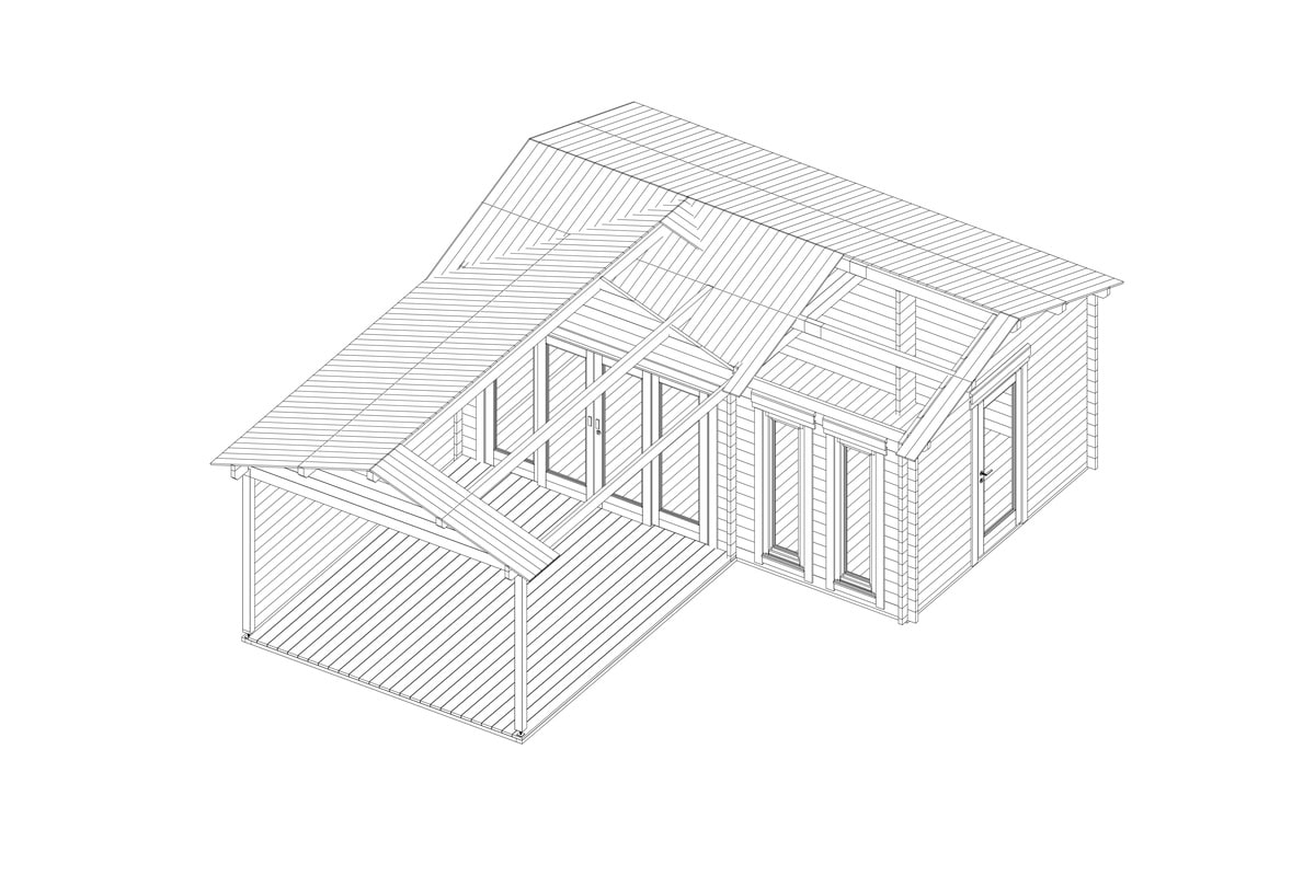 Corner garden house with veranda "Hansa B" - Summerhouse24 Ireland